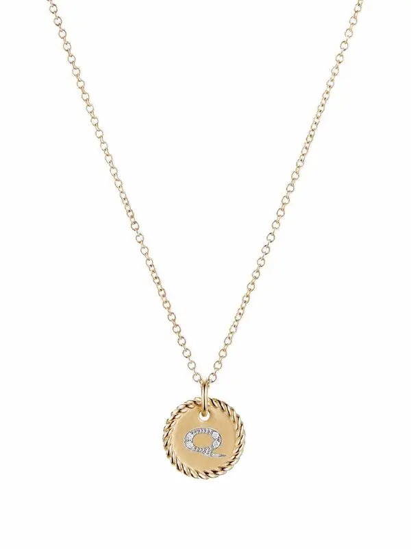 David Yurman 18kt Yellow Diamond "q" Charm Necklace - Gold