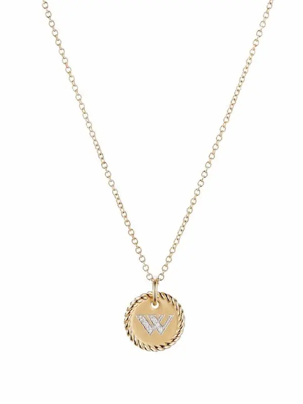 David Yurman 18kt Yellow Initial Diamond Charm Necklace - Gold