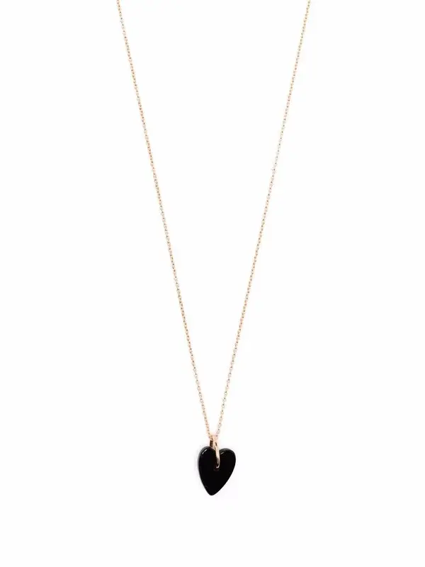 Ginette Ny Angèle Mini Onyx Heart Chain Necklace - Gold