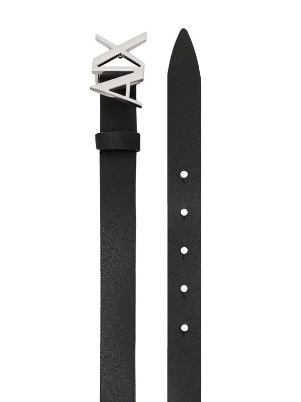 Armani Exchange Logo Buckle Leather Belt - Black