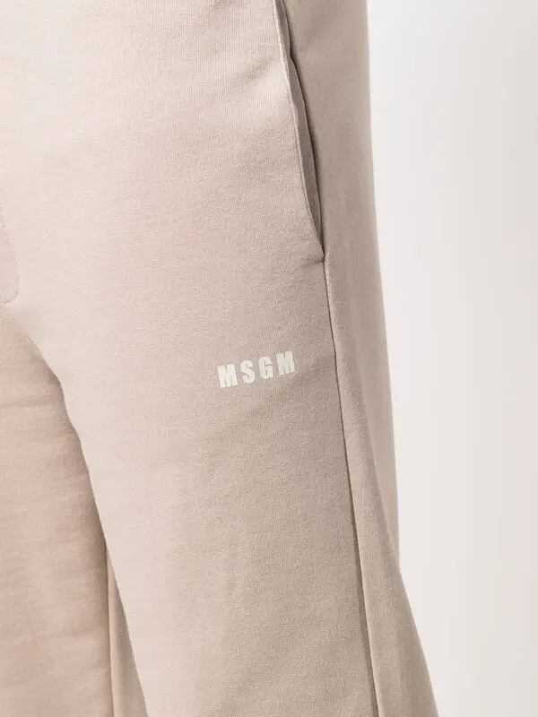 MSGM Logo-print Cotton Track Trousers - Neutrals