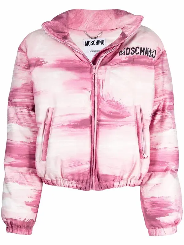 Moschino Brushstroke-print Puffer Jacket - Pink