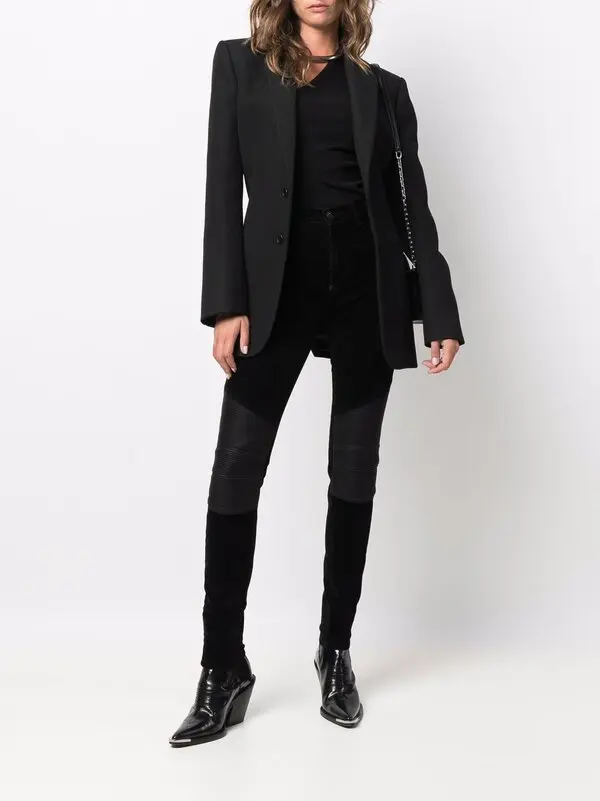 Philipp Plein Leather-inset High-waist Skinny Jeans - Black