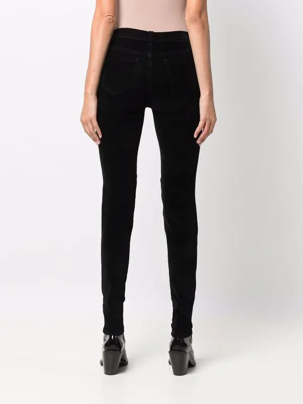 Philipp Plein Leather-inset High-waist Skinny Jeans - Black