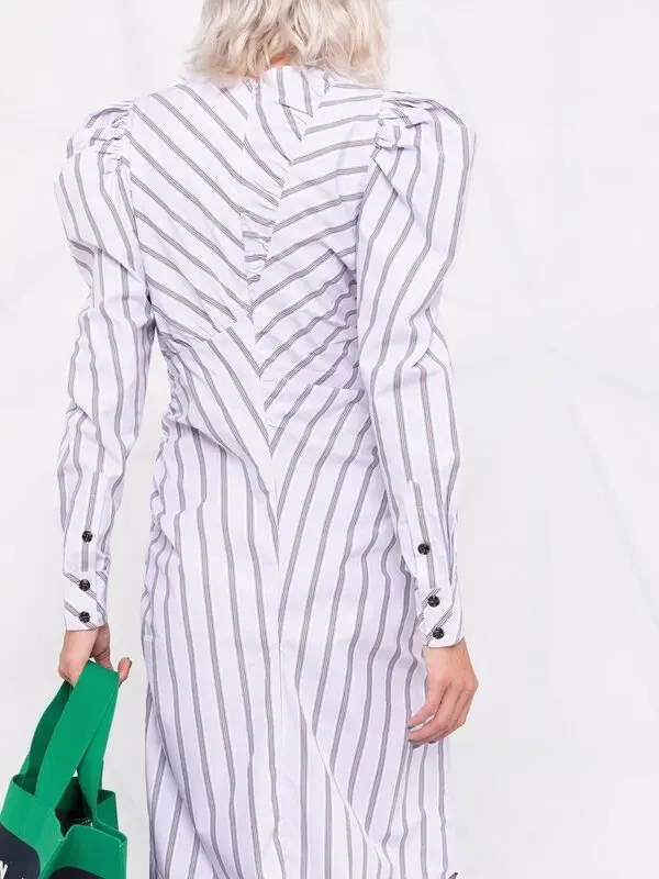GANNI Stripe-pattern Long-sleeve Dress