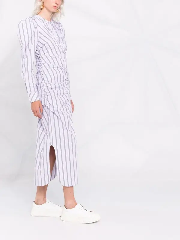 GANNI Stripe-pattern Long-sleeve Dress