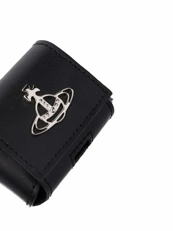 Vivienne Westwood Debbie Leather Airpods Case - Black | Editorialist