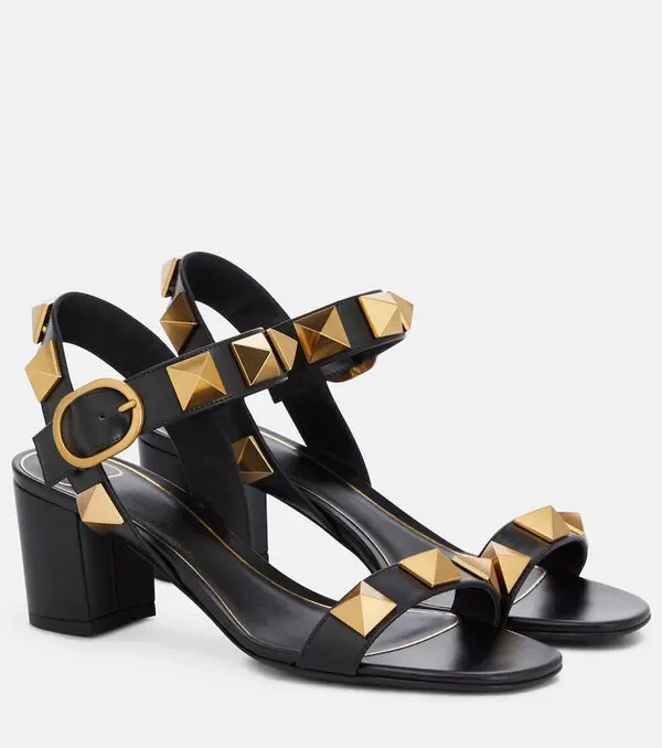 Valentino Garavani Roman Stud Leather Sandals - Black