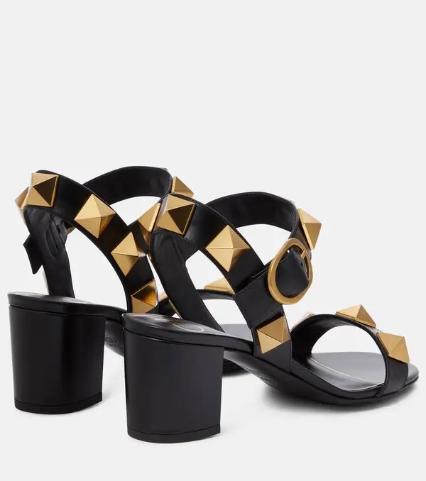 Valentino Garavani Roman Stud Leather Sandals - Black