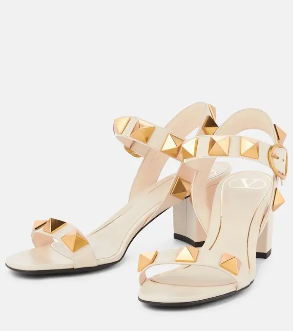 Valentino Garavani Roman Stud Leather Sandals - White
