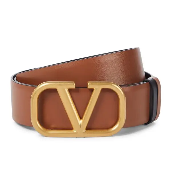 Valentino Garavani Vlogo Signature 40 Reversible Leather Belt - Brown