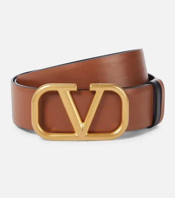 Valentino Garavani Vlogo Signature Reversible Leather Belt - Brown