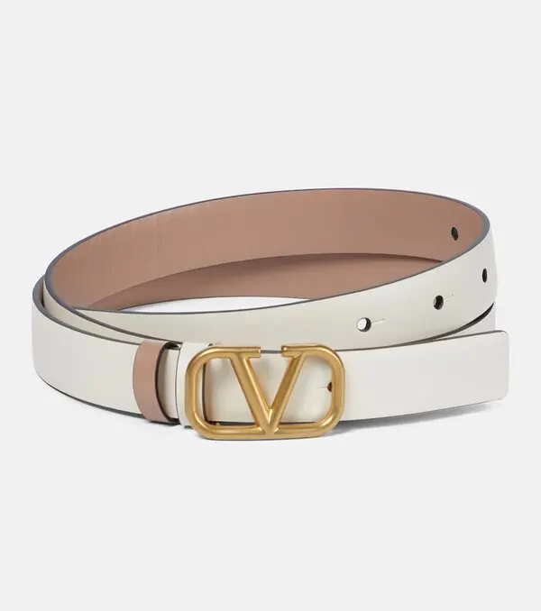 Valentino Garavani Vlogo Signature 20 Reversible Leather Belt - White
