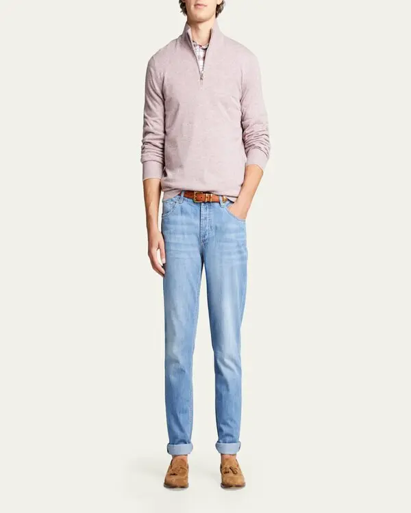 Brunello Cucinelli Cashmere Quarter-zip Pullover - Navy