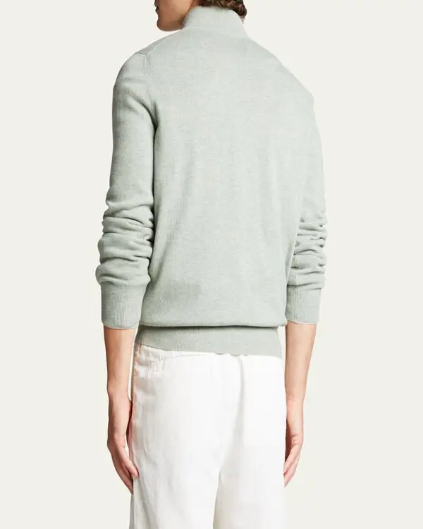 Brunello Cucinelli Cashmere Quarter-zip Pullover - Navy