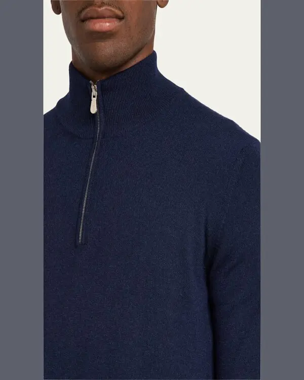 Brunello Cucinelli Cashmere Quarter-zip Pullover - Navy