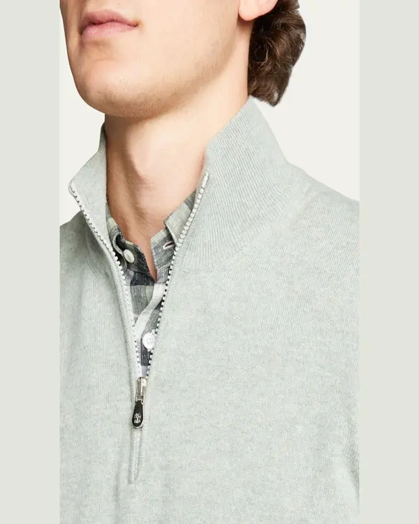 Brunello Cucinelli Cashmere Quarter-zip Pullover - Navy