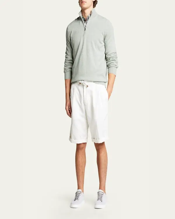 Brunello Cucinelli Cashmere Quarter-zip Pullover - Navy