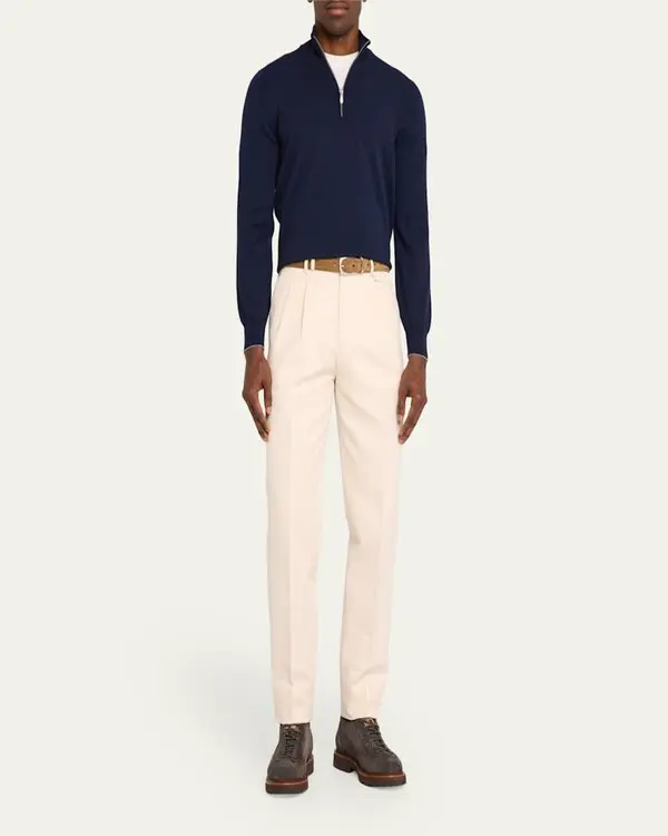 Brunello Cucinelli Cashmere Quarter-zip Pullover - Navy