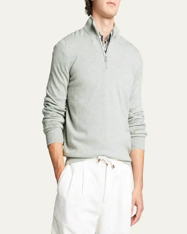 Brunello Cucinelli Cashmere Quarter-zip Pullover - Navy
