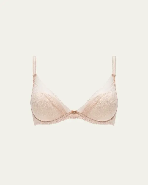 Chantelle Festivite Lace Plunge Bra, Bright Pink - Nude Blush