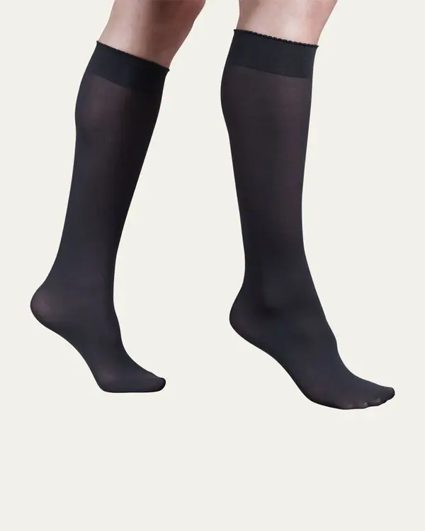Wolford Velvet Deluxe Knee Highs - Admiral