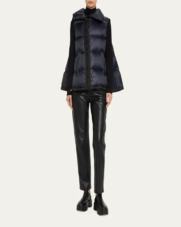 Sacai Puffer Vest With Asymmetric Zipper - Dnavy | Editorialist