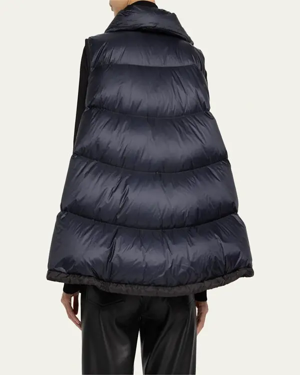 Sacai Puffer Vest With Asymmetric Zipper - Dnavy | Editorialist