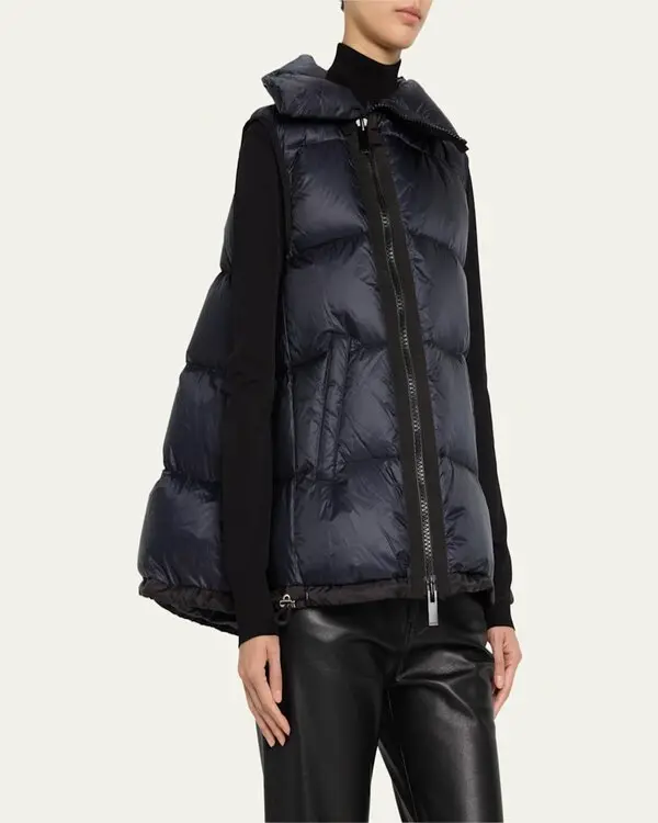 Sacai Puffer Vest With Asymmetric Zipper - Dnavy | Editorialist