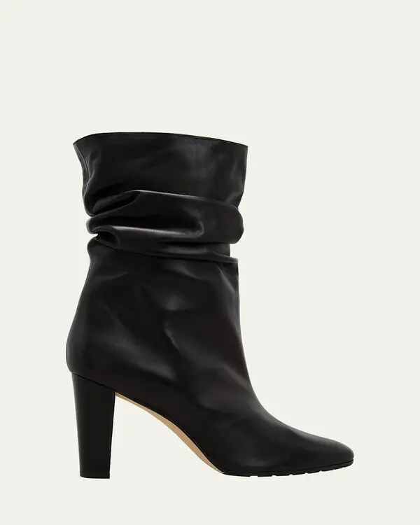 Manolo Blahnik Calasso Napa Slouchy Mid Booties - Black