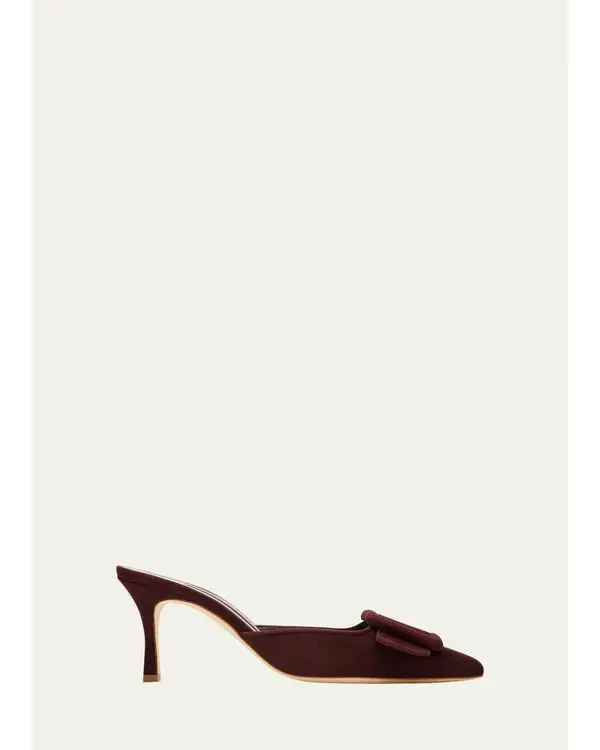 Manolo Blahnik Maysale Mules - Dark Red