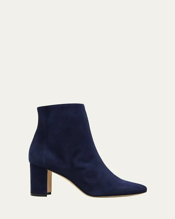 Manolo Blahnik Rosie Suede Ankle Booties - Navy