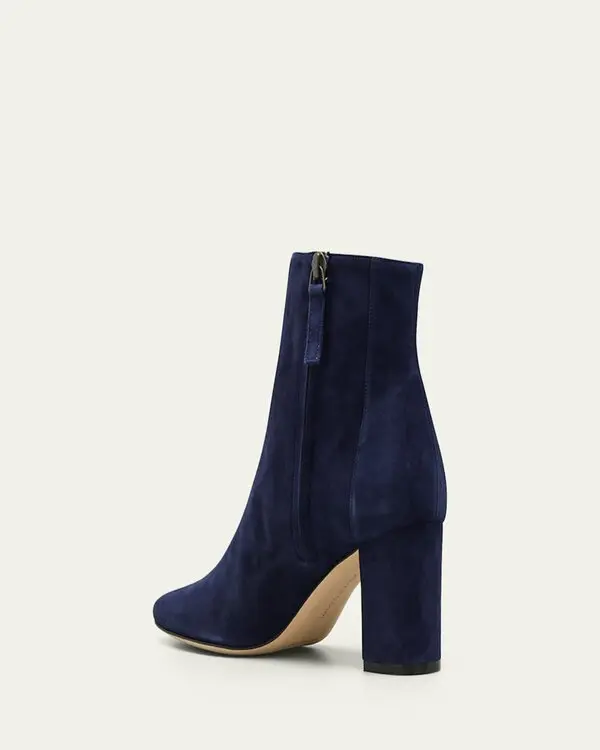 Manolo Blahnik Rosie Suede Ankle Booties - Navy