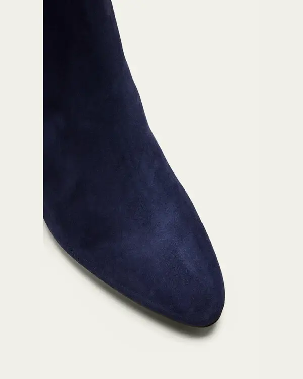 Manolo Blahnik Rosie Suede Ankle Booties - Navy