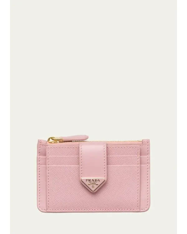 Prada Saffiano Card Case With Triangle Snap