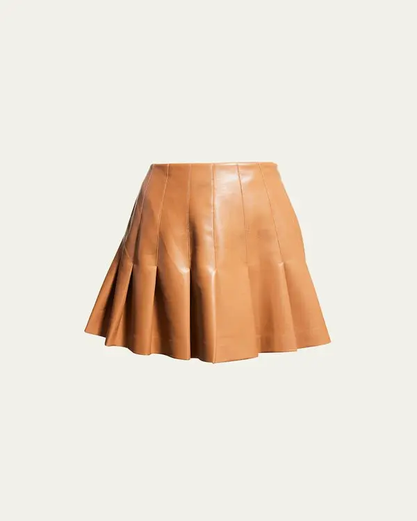Alice + Olivia Carter Vegan Leather Mini Skirt - Camel