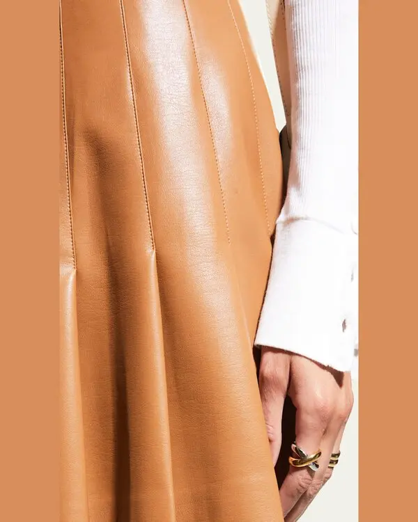 Alice + Olivia Carter Vegan Leather Mini Skirt - Camel