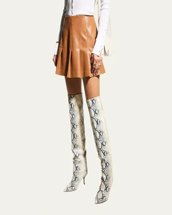 Alice + Olivia Carter Vegan Leather Mini Skirt - Camel