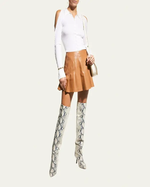 Alice + Olivia Carter Vegan Leather Mini Skirt - Camel