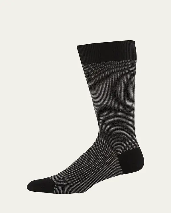 Pantherella Tewkesbury Birdseye Midcalf Socks - Black
