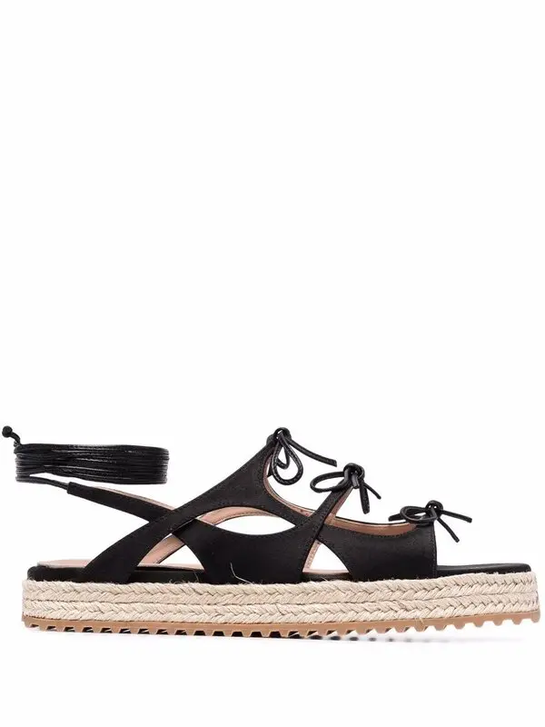 SCAROSSO X Paula Cademartori Leather Sandals - Black