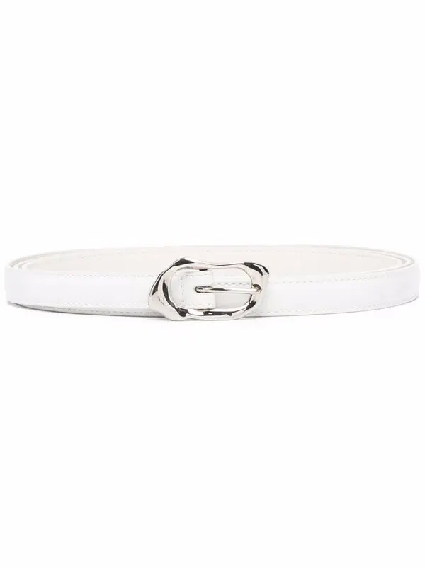 Alexander McQueen Buckle Leather Belt - White
