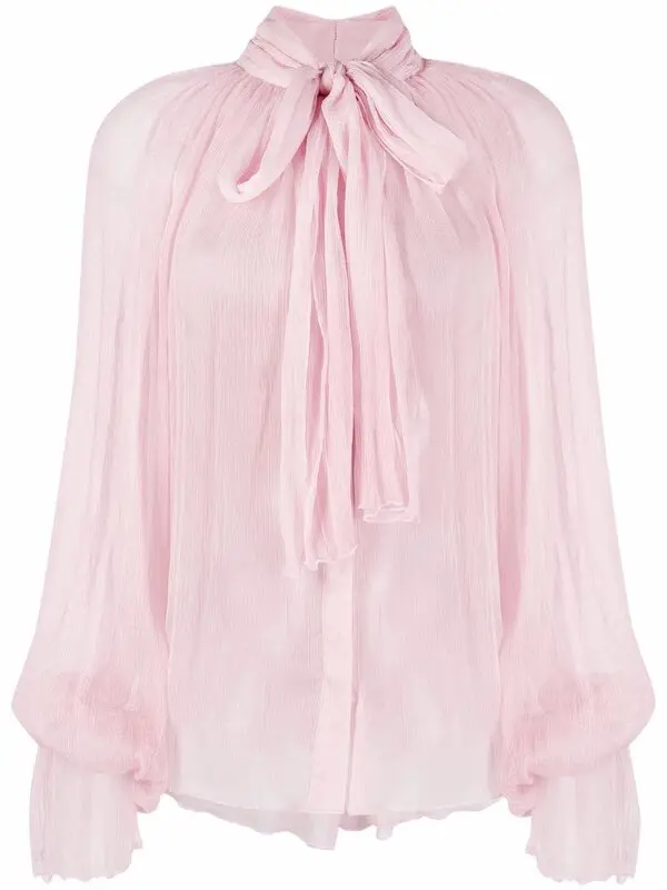 ATU BODY COUTURE Pussy-bow Silk Blouse - Pink