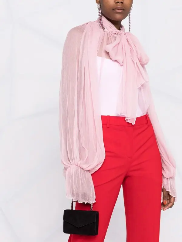 ATU BODY COUTURE Pussy-bow Silk Blouse - Pink