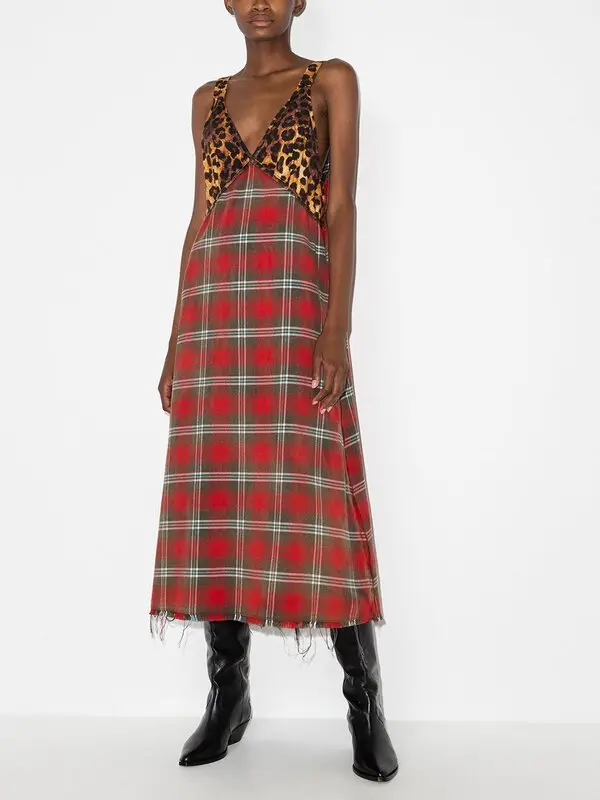 Ir　Draped plaid sleeveless dress Antonio Melani Tula Plaid Print Crew Neck Sleeveless Belted
