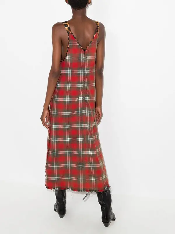 halter babydoll dress Sexy Bow Lace-Up Mini Dress in Grunge Style / Women Double Layer Mesh Backless Plaid Dress