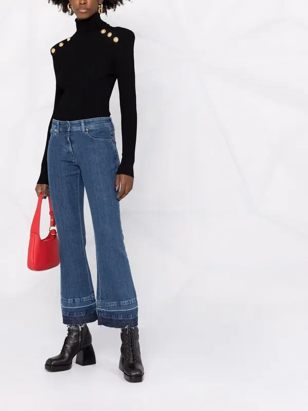 Versace Logo-patch Cropped Jeans