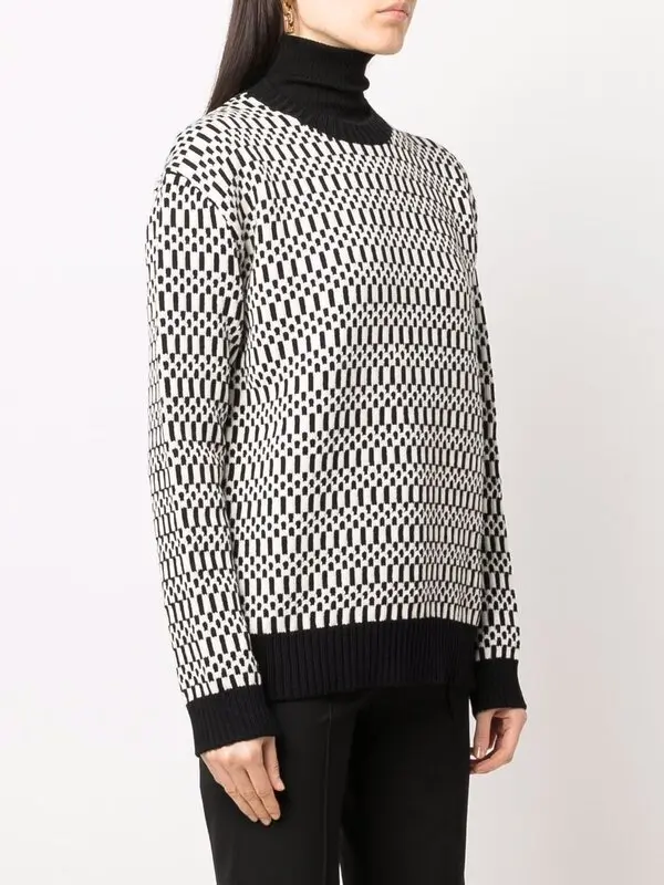 JIL SANDER Scarf-detail Patterned Jumper - White