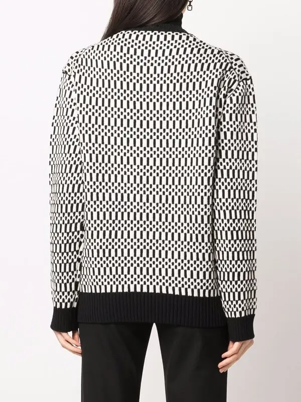 JIL SANDER Scarf-detail Patterned Jumper - White