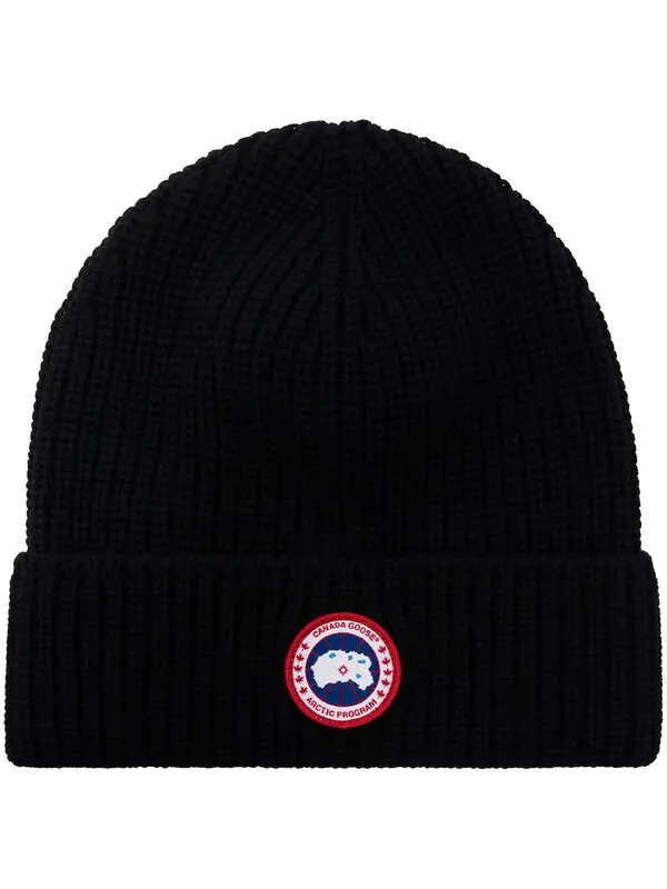 Canada Goose Arctic Disc Ribbed-knit Beanie - Black